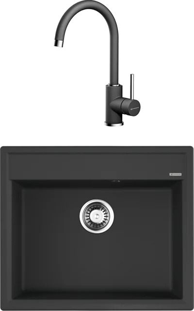 Комплект Мойка кухонная Omoikiri Daisen 60-BL черная + Смеситель для ...